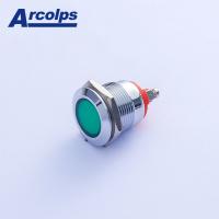 China Heavy Duty 16mm Metal LED Signal Lamp Green High Intensity Light Flat Head IP68 for sale