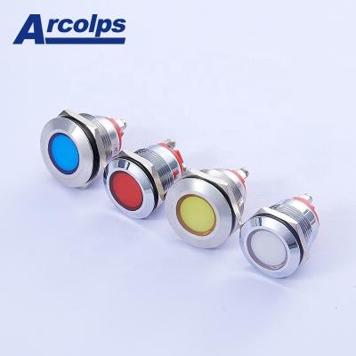 China 12mm Chrome Brass LED Indicator Light Waterproof IP65 Signal Lamp for sale