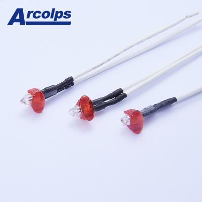 China 10mm for Listed Plastic Neon LED Indicator Light 110V 125V AC Pilot Lamp 20cm Wire Leads IP66 Rated for Appliance Signal Light for sale