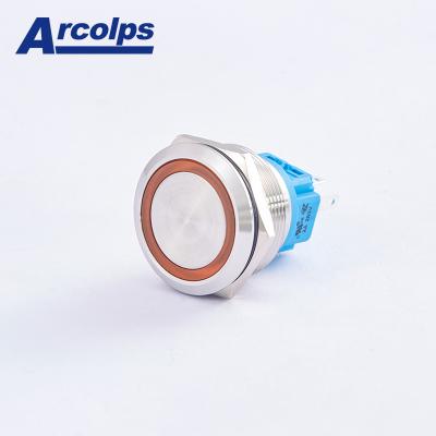 China 25mm Stainless Steel IP66 Push Button Switch with 10A 250V Rating and LED Illumination for sale