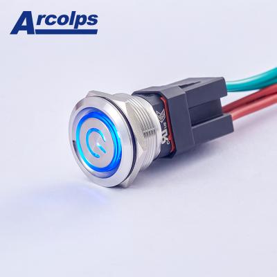 China 25mm Stainless Steel Illuminated Push Button Switch with IP66 Protection and 10A 250V Rating for sale