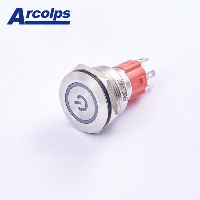 China 22mm Flat Button Metal Switch with 10A 250V Rating and IP66 Protection for Industrial Control for sale