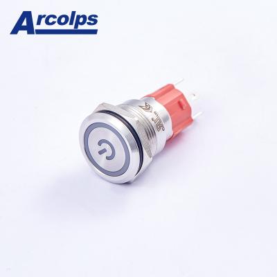 China 200K Cycles 19mm Push Button Switch 1NO High Current Momentary Switch for sale