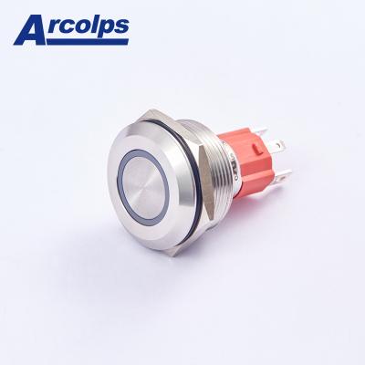 China IP66 Waterproof 25mm Stainless Steel Electronic LED Button Switch with 10A Max Current for Industrial Control Panels for sale