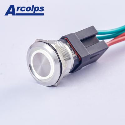 China 25MM Stainless Steel 10A Current Rating Industrial Push Button Metal Button Switch for sale