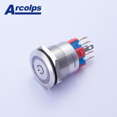 China 22mm Stainless Steel Ring Illuminated Metal Push Button Switch with IP66 Rating for Industrial Control for sale
