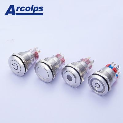 China Arcolps 22mm Metal Push Button Switch IP67 Momentary Metal Push Button Switch for sale