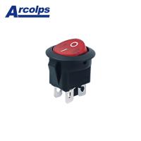 China Round Lens Illuminated Black Rocker Switch 4 Pin DPST for CQC Approved 16A 250V 200k Cycle for Medical & Industrial Use for sale