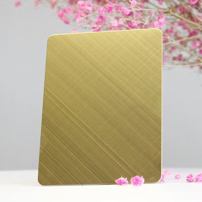 China Aisi 316 Pvd Colored Stainless Steel Sheet Gold Mirror Cross Hairline for sale