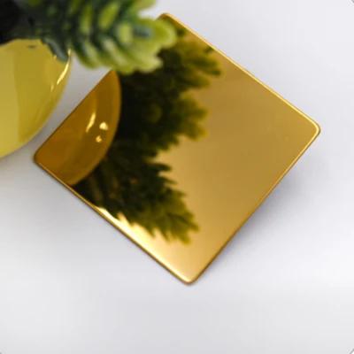 China Titanium Gold Color Coated Stainless Steel Sheet Mirror Finish Customize Size for sale