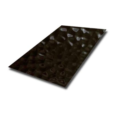 China Black Water Ripple Stainless Steel Sheet Ss 201 304 Metal Decorative Plate for sale