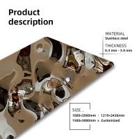 China PVD Silver Gray Stainless Steel Water Ripple Metal Sheet 4 X 4mm 4 X 8mm Custom Steel Plate for sale