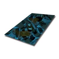 China Blue Ripple Pvd Metal Decorative Sheet Water Wave Stainless Steel Panel for sale