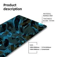 China Blue Ripple Pvd Metal Decorative Sheet Water Wave Stainless Steel Panel for sale