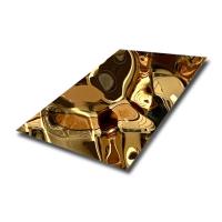 China Titanium Gold Mirror Water Ripple Stainless Steel Sheet For Wall Decorative Panels for sale