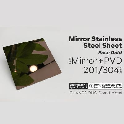 China 8k Super Mirror Stainless Steel Sheet 201 304 Metal Decorative Plate for sale
