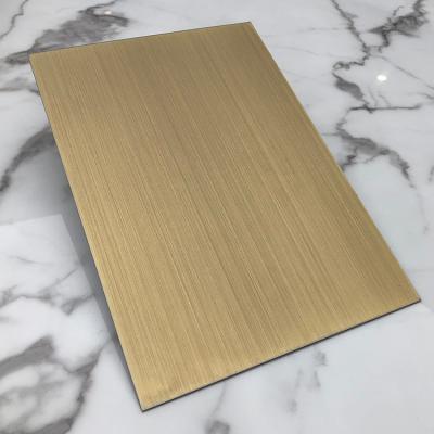 China 1219*2438mm 0.55mm 304 Stainless Steel Sheet Antique Brass Hairline AFP Design Plate for sale