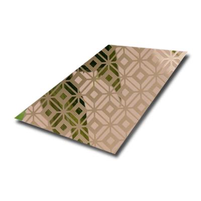 China 8K Mirror Etched Gold Color Art Stainless Steel Decorative Sheet 4FT X 8FT For Interior Wall for sale