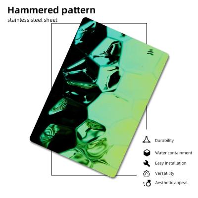China Custom PVD Color 201 304 316 Water Ripple Stainless Steel Sheet Stamped Hammered Pattern for sale
