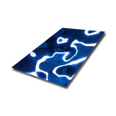 China JIS Water Ripple Stainless Steel Sheet Hammered Mirror Blue Color Stainless Steel Plate For Wall Panels for sale
