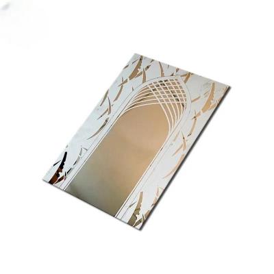 China Grade 201 304 316 Mirror Etched Stainless Steel Sheet Customized Pattern For Elevator Door for sale