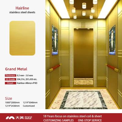 China Hairline No.4 Elevator Door Panels Enhanced With 304 316 Brushed Stainless Steel Surfaces for sale