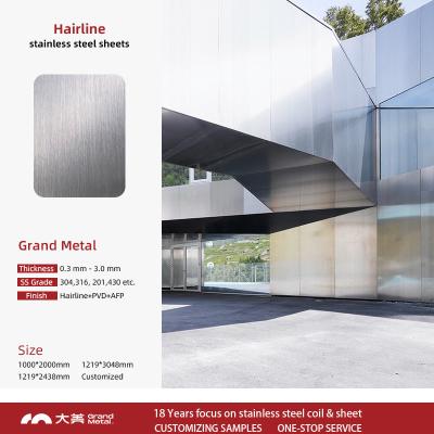 China Elevate Architectural Exteriors Brushed Stainless Steel Sheet Gold Plated For Wall Cladding BIS for sale
