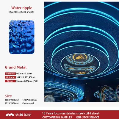 China Water Ripple Hammered Color Decorative Stainless Steel Sheet Stainless Steel 304 Wall Panels for sale