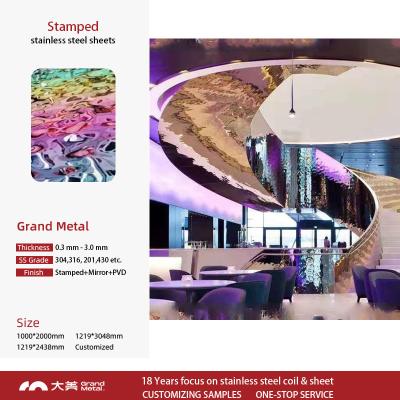 China Sus 304 316 Colored Stainless Steel Decorative Sheets Water Ripple Metal Plate for sale