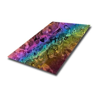 China Water Ripple Mirror Polished Stainless Steel Corrugated Sheets AISI 304 316 Color Decorative Wall Panel for sale