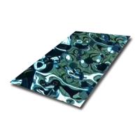 China JIS 304 Stainless Steel Sheet 8K Mirror Stamped Water Ripple Wave Patten Bending Metal Sheet for sale