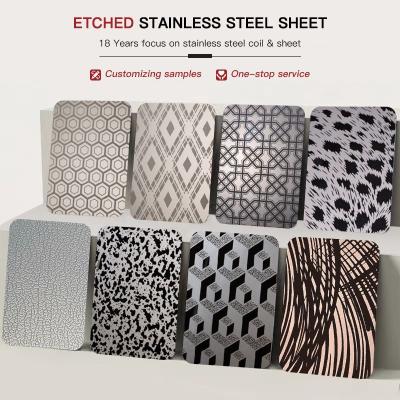 China Pvd Coating Colored Decorative Stainless Steel Sheets Art Mirror Etched Finish Stainless Steel Plate for sale