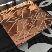 China Gold Mirror Etched Finish Patterned Stainless Steel Sheet 0.9mm For KTV Decoration for sale