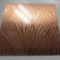 China Gold Mirror Etched Finish Patterned Stainless Steel Sheet 0.9mm For KTV Decoration for sale