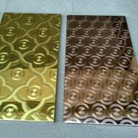 China Gold Mirror Etched Finish Patterned Stainless Steel Sheet 0.9mm For KTV Decoration for sale
