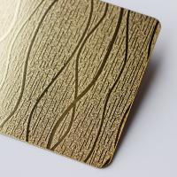 China 304 316 4x8 ft PVD Gold Color Willow Stripe Pattern Etched Decorative Stainless Steel Sheet for sale
