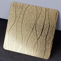 China 304 316 4x8 ft PVD Gold Color Willow Stripe Pattern Etched Decorative Stainless Steel Sheet for sale