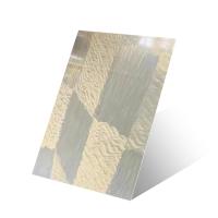China Higt grade 304 laser etching stainless steel sheet PVD gold color with square pattern stainless steel 3d texture for sale