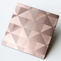 China 201 304 Pvd Color Textured Sheet Metal With Jigsaw Triangle Texture Stainless Steel for sale