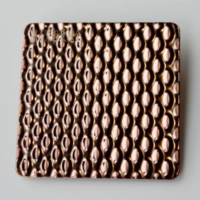 China 304 316 Decorative Materials Texture Metal sheet PVD Rose Gold Color Embossing 2wl Stainless Steel Sheet for sale