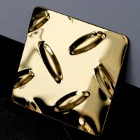 China 201 304 Golden Color Coated 3MM 2MM Stamping Embossed Surface Anti Slip Stainless Steel Checkered Plate for sale