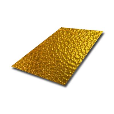 China AISI SUS 304 0.9mm 1mm Thick 1219 mmx2438mm Hammered Finish Gold Stainless Steel Sheet for sale
