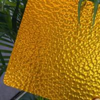 China AISI SUS 304 0.9mm 1mm Thick 1219 mmx2438mm Hammered Finish Gold Stainless Steel Sheet for sale