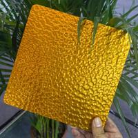 China AISI SUS 304 0.9mm 1mm Thick 1219 mmx2438mm Hammered Finish Gold Stainless Steel Sheet for sale