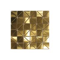 China Wall Panel Decor Hairline Finish PVD Gold Stainless Steel Mosaic Tile for sale