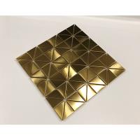 China Wall Panel Decor Hairline Finish PVD Gold Stainless Steel Mosaic Tile for sale