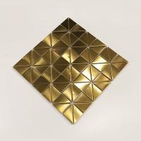 China Wall Panel Decor Hairline Finish PVD Gold Stainless Steel Mosaic Tile for sale