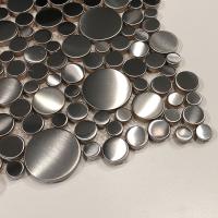 China PVD Sliver Color Hairline Finish Big Small Round Splicing Decorative Stainelss Steel Trim Metal Mosaic Tile for sale
