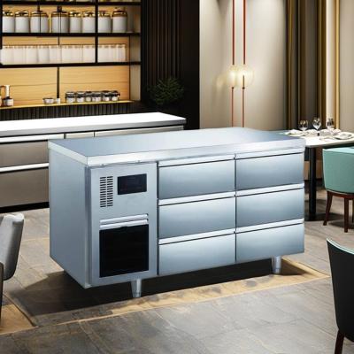 China 2025 New 6-Door Stainless Steel Kitchen Workbench Durable Easy to Clean with LED Lighting Digital Temperature Control Air Cooler for sale