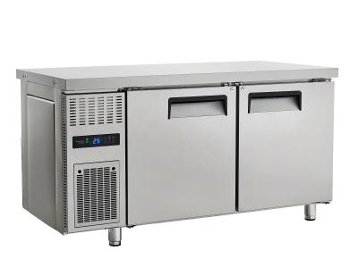 China Catering Stainless Steel Worktable LED Light Refrigerator Workbench Chiller with Fan Cooling for Kitchen Use for sale